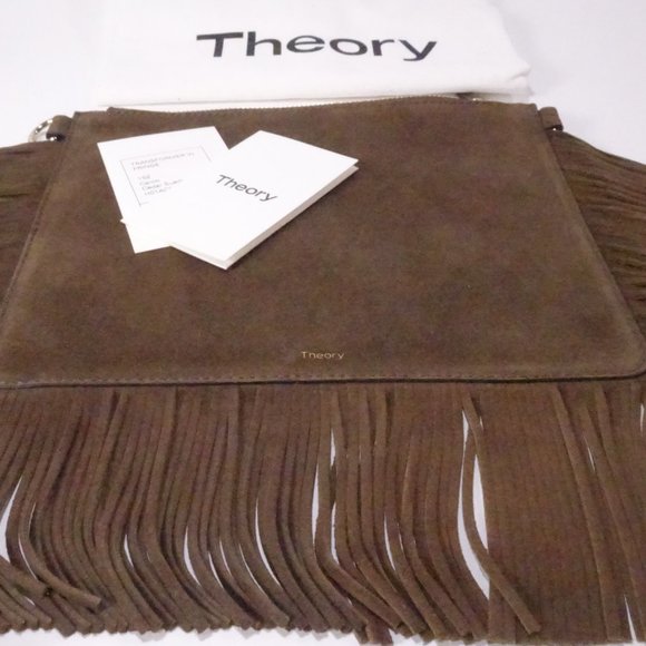 Theory | Bags | Theory Transformer Suede Fringe Clutch Bag Brown Nwt ...